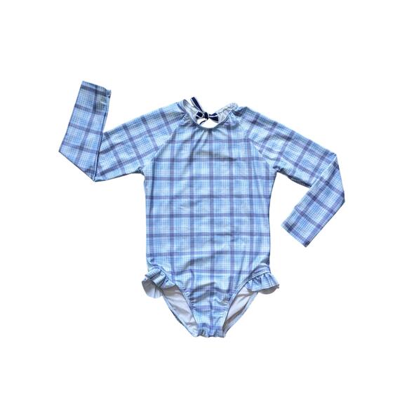 Minnow | Swim | Minnow Onepiece Swimsuit Girls 9 Blue Maritime Plaid ...